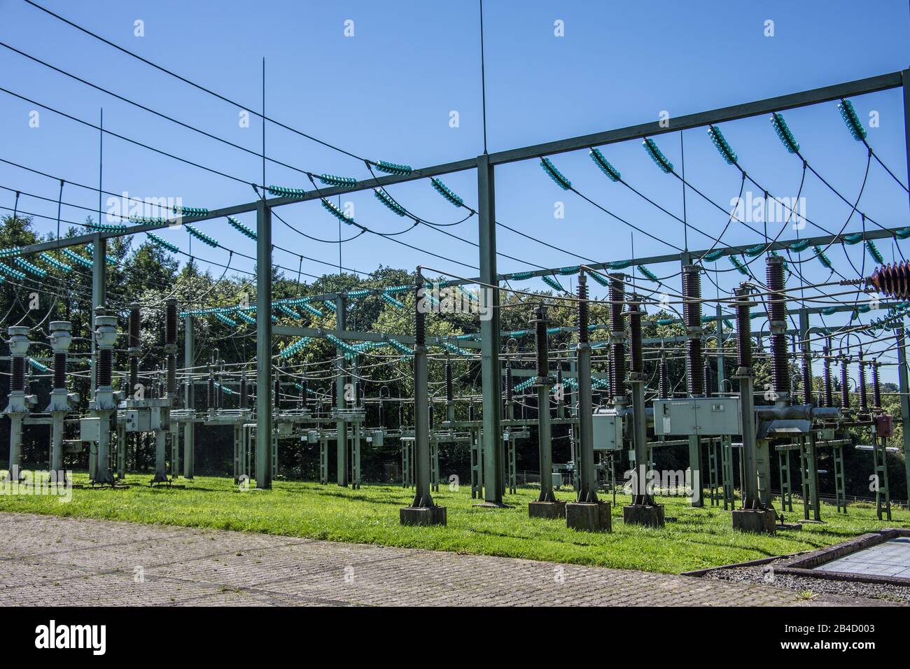 Substation for electricity with lines Stock Photo - Alamy
