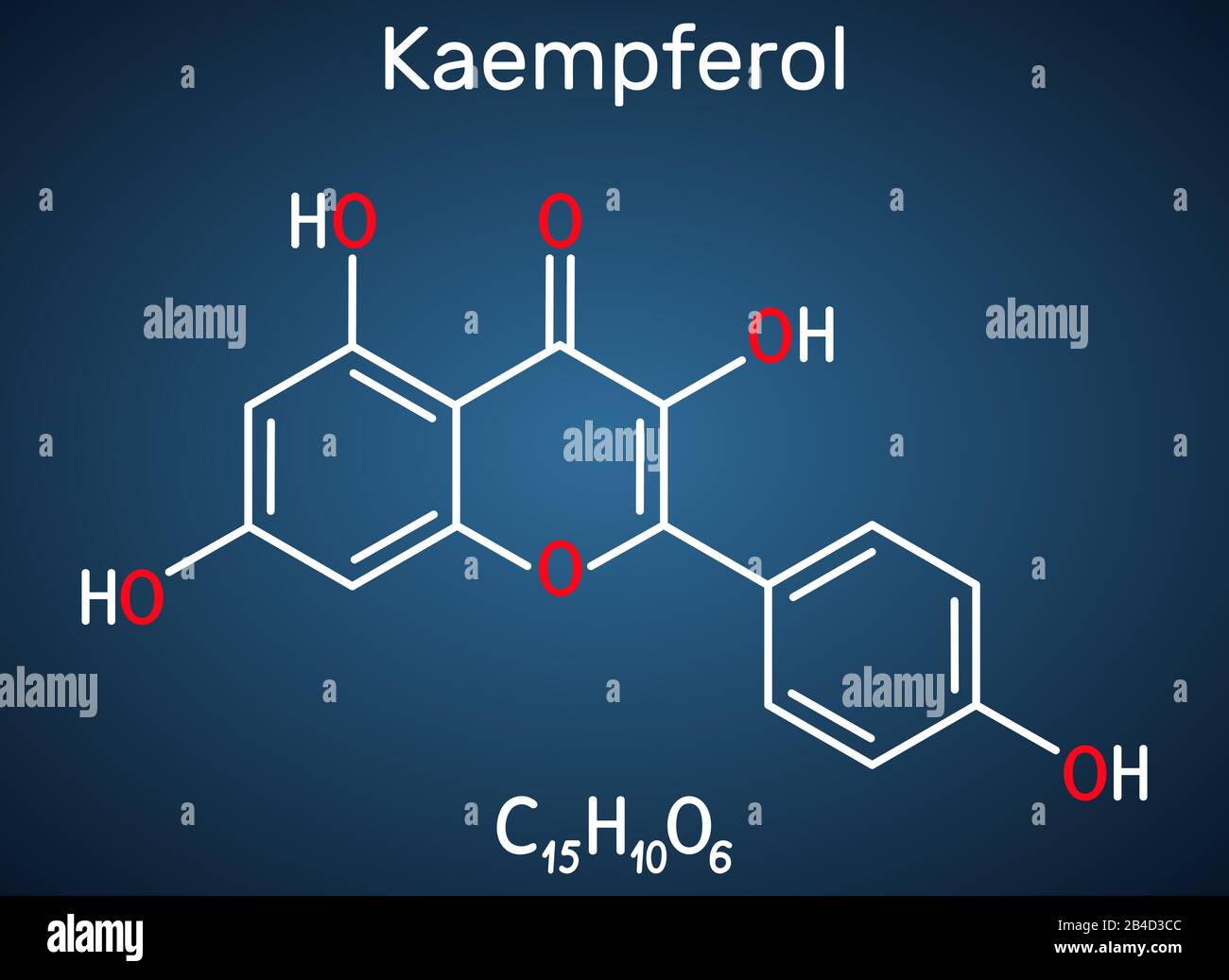 Kaempferol. C15H10O6 molecule. It is antioxidant, natural flavonol ...