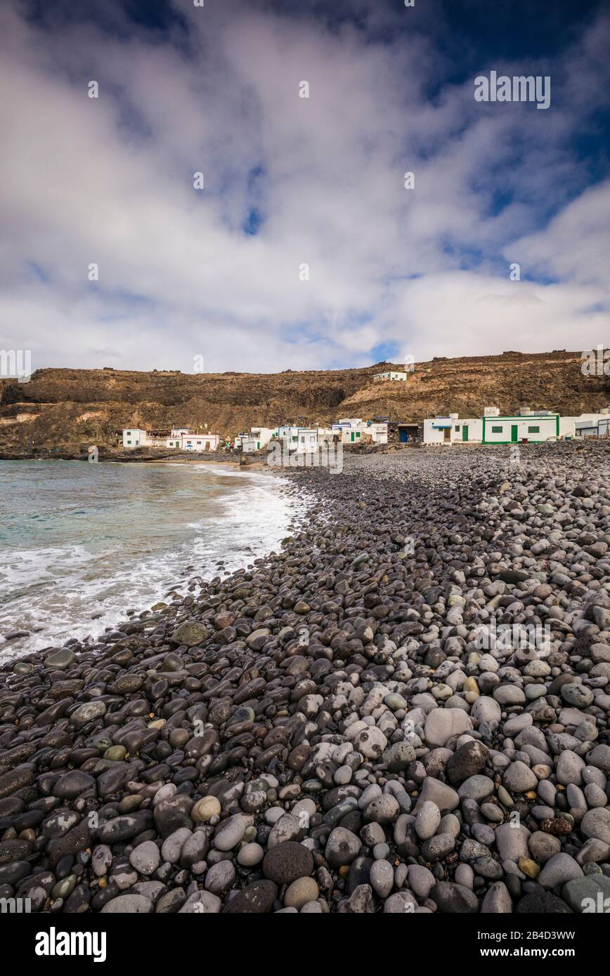 Spain, Canary Islands, Fuerteventura Island, Los Molinos, black sand ...