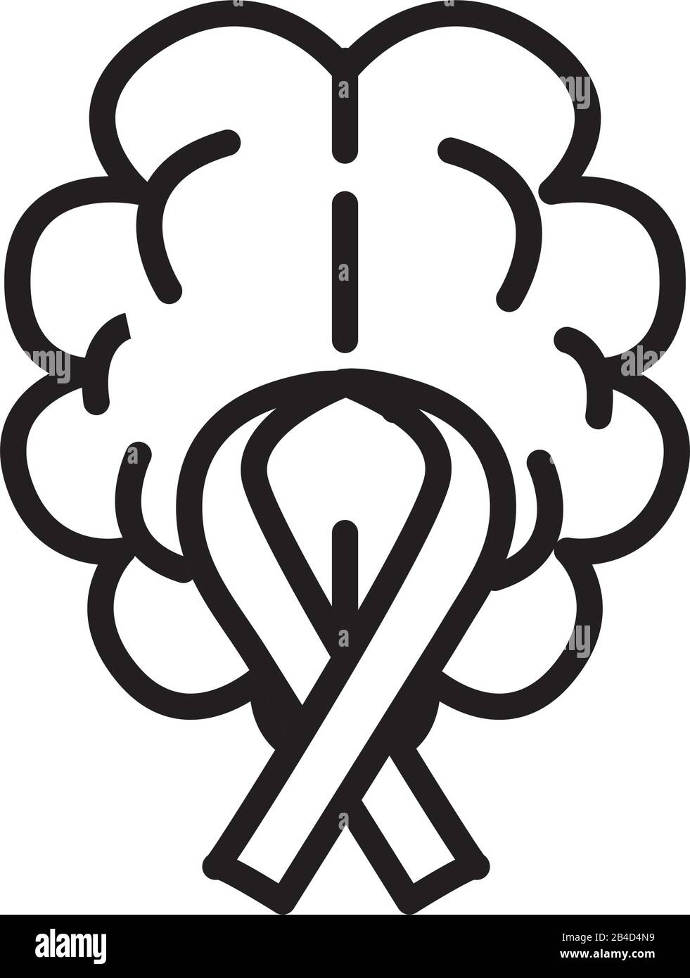 brain human with campaign ribbon line style icon Stock Vector Image ...