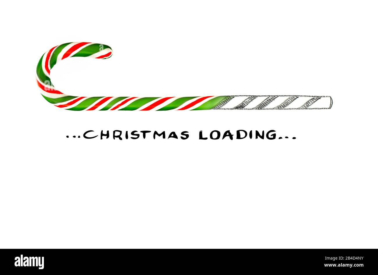 christmas loading sign with candy cane Stock Photo - Alamy