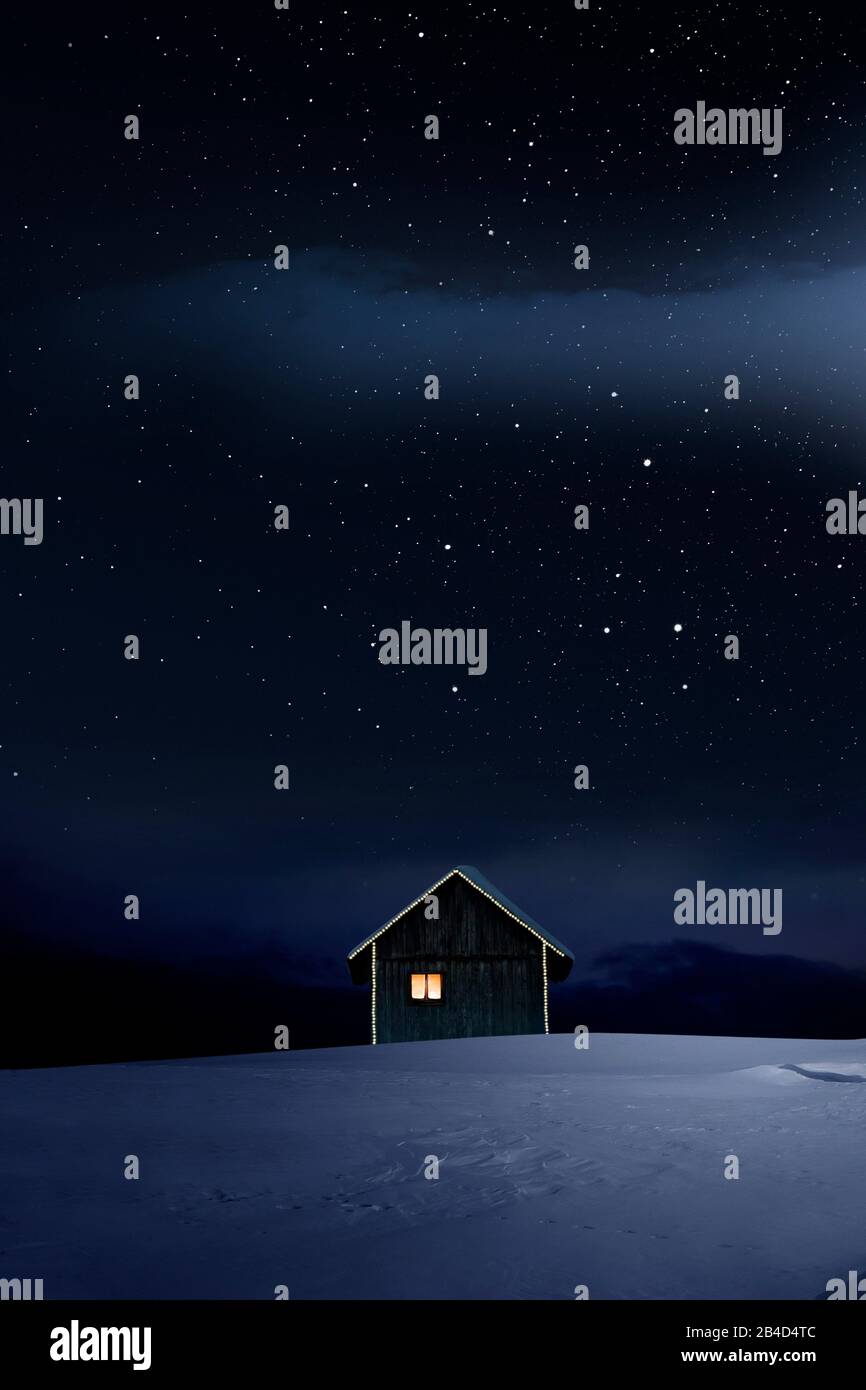 Starry sky starry night mountain cabin hi-res stock photography and ...