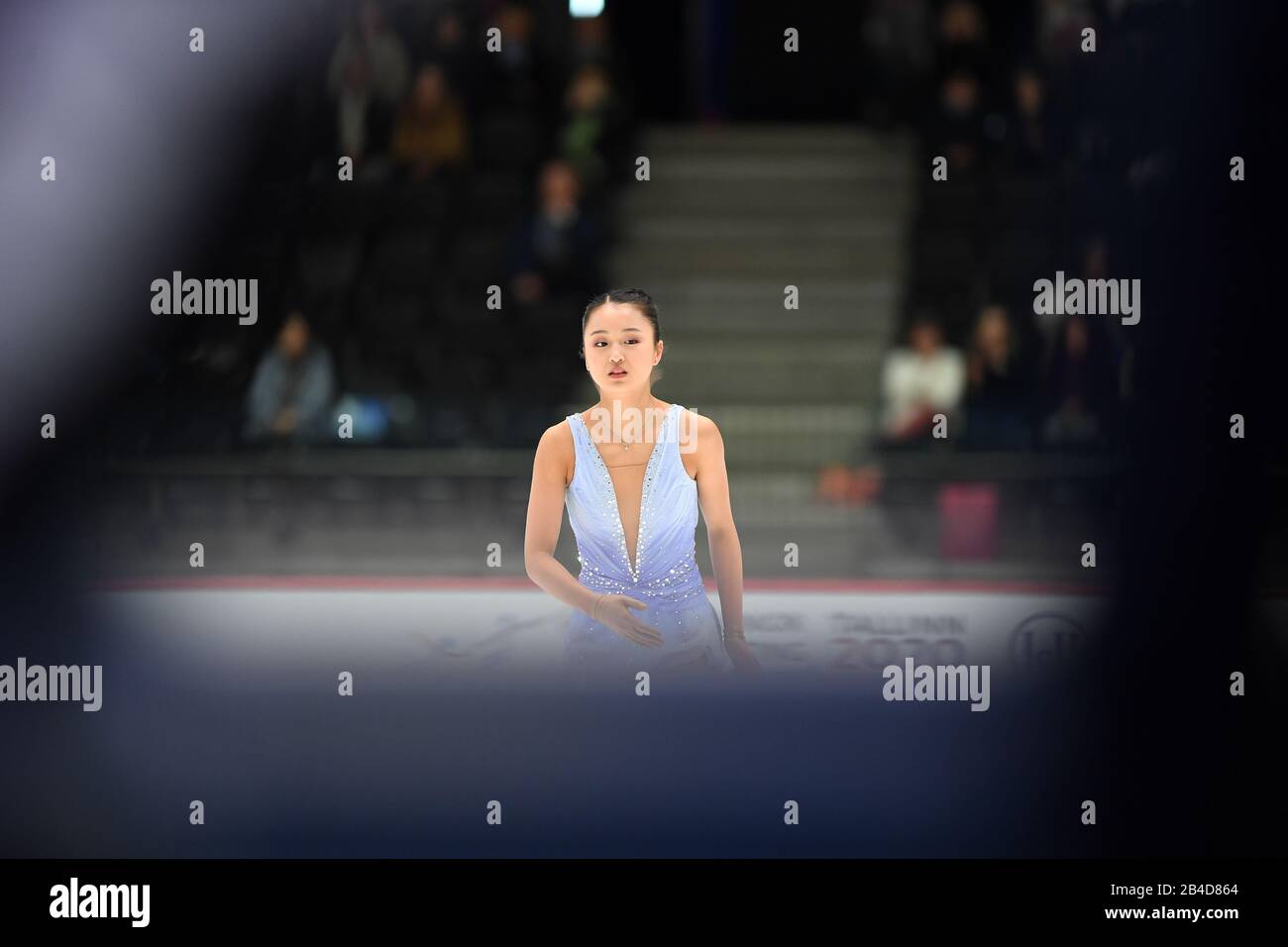 Tallinn, Estonia. 6th Mar 2020. Yi ZHU from China, during Ladies Short Program at the ISU World ...