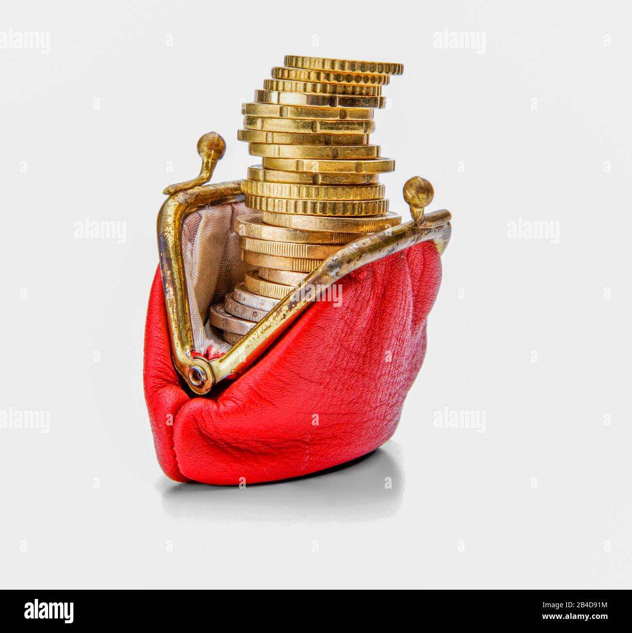 Coins in a red wallet hi-res stock photography and images - Alamy