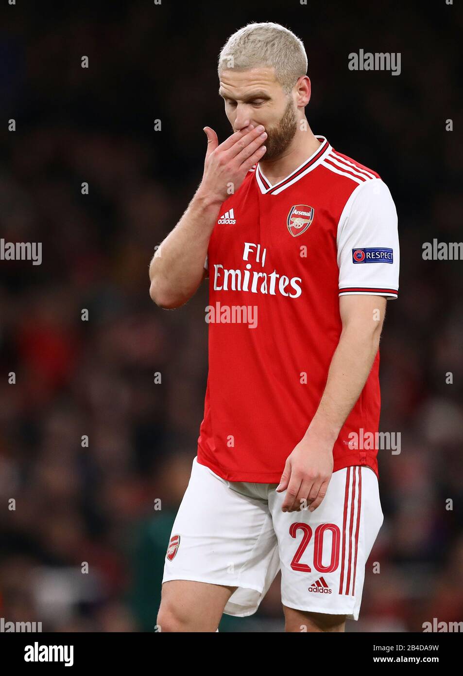 Shkodran Mustafi of Arsenal - Arsenal v Olympiacos, UEFA Europa League - Round of 32 Second Leg ...