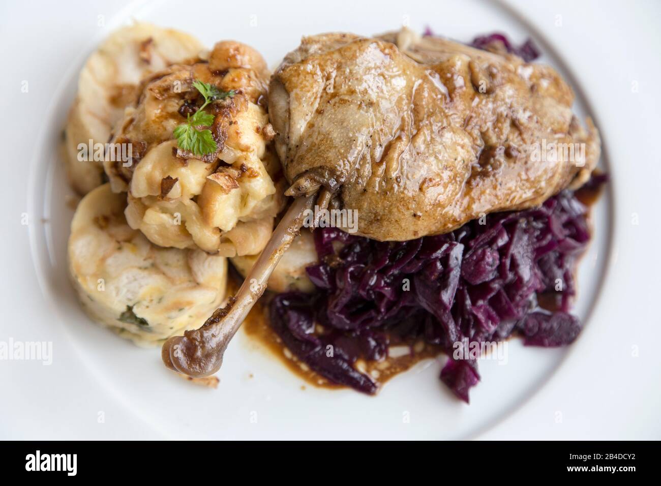 delicious roasted duck with red cabbage and dumplings Stock Photo - Alamy