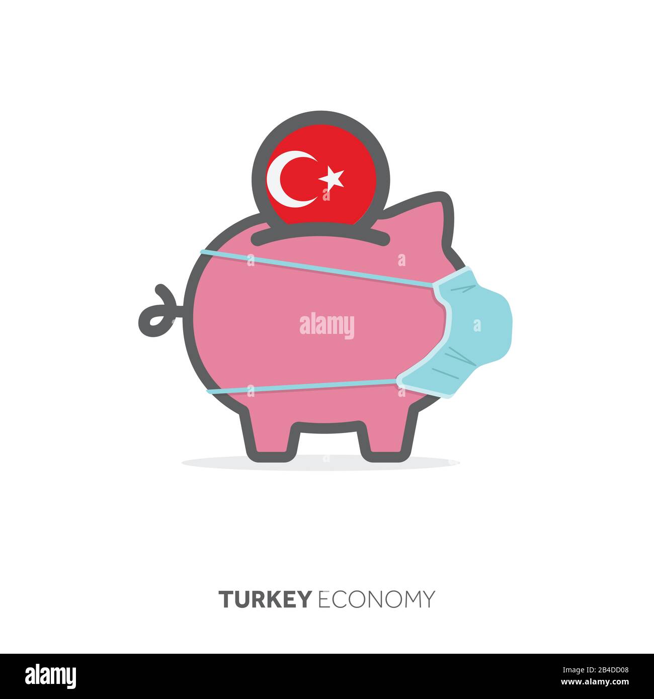 Turkey healthcare savings. Piggy bank with medical face mask Stock ...