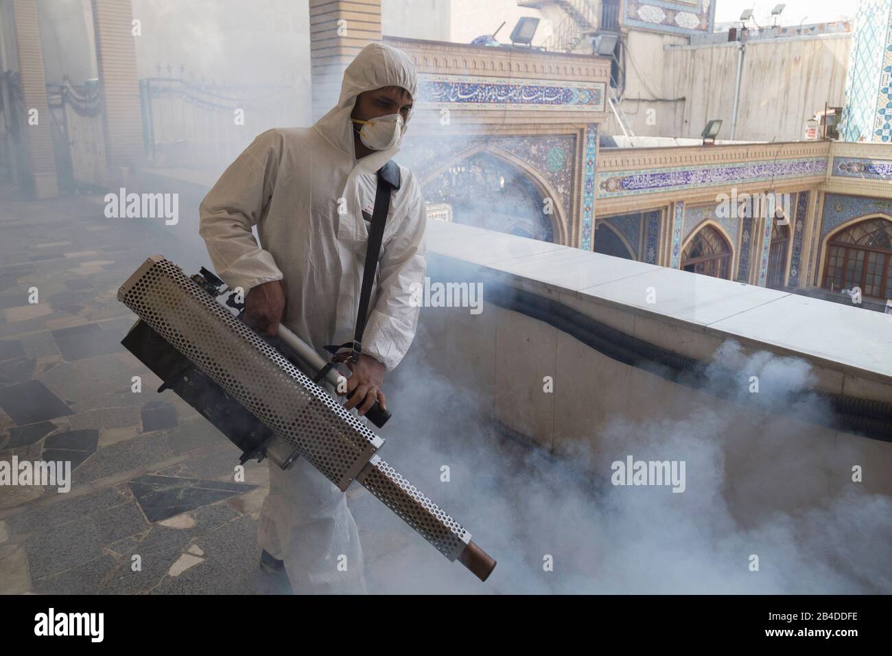 March 6, 2020, Tehran, Iran: A firefighter disinfects the shrine of ...