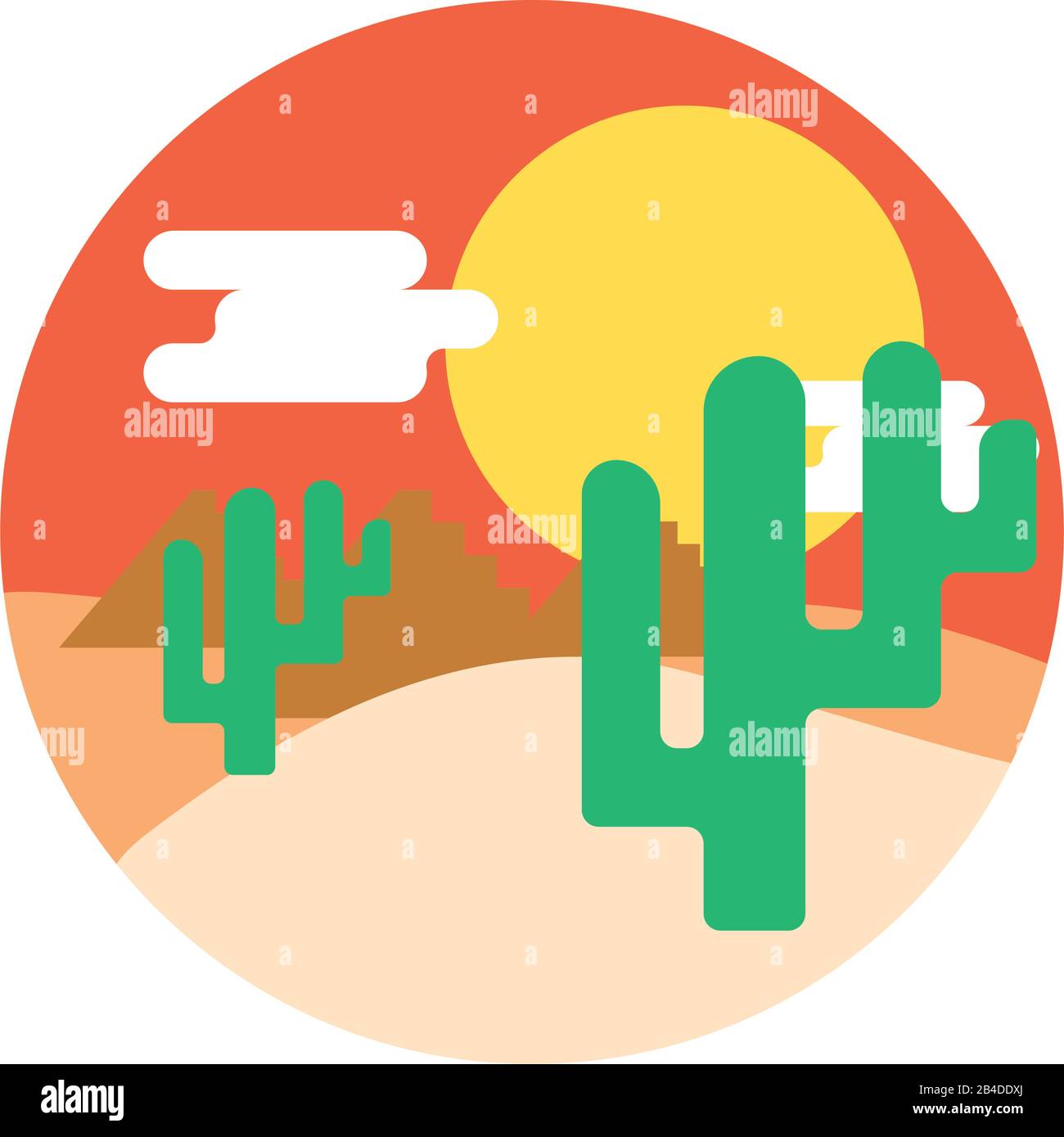 desert landscape with cactus flat style icon Stock Vector Image & Art ...