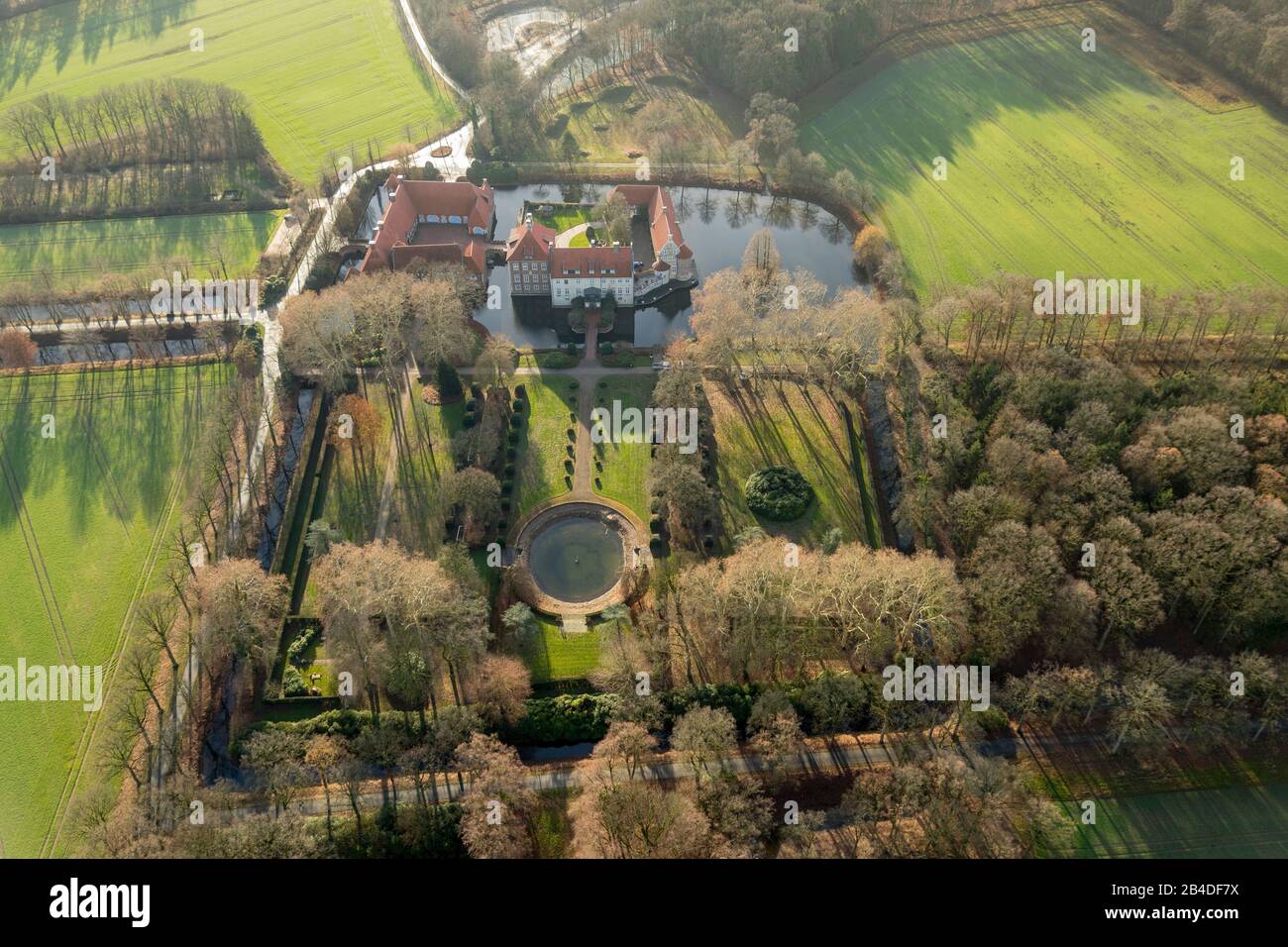 Aerial view, Castle Haus Borg, Rinkerode, Drensteinfurt, Münsterland ...