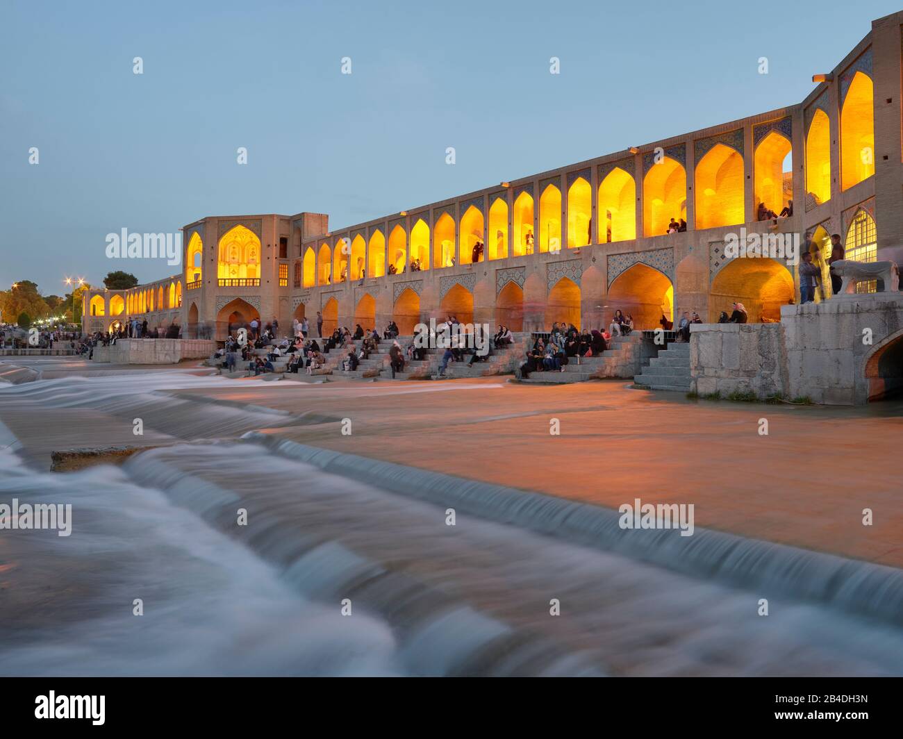 The Khadju Bridge over the Zayandeh Rud River in the Iranian city of ...