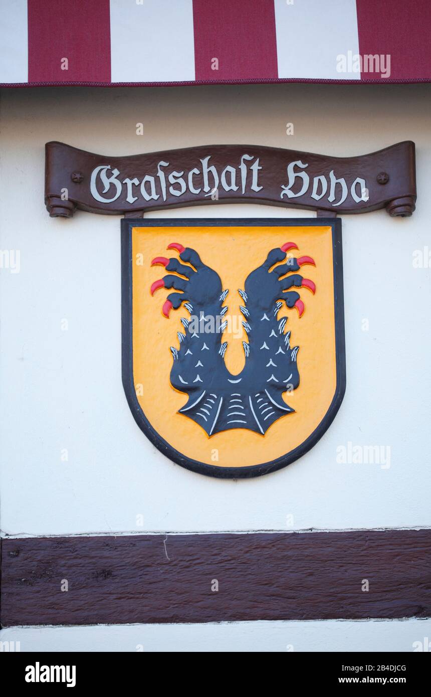 Old coat of arms, Grafschfaft Hoya, Hoya, Lower Saxony, Germany, Europe ...