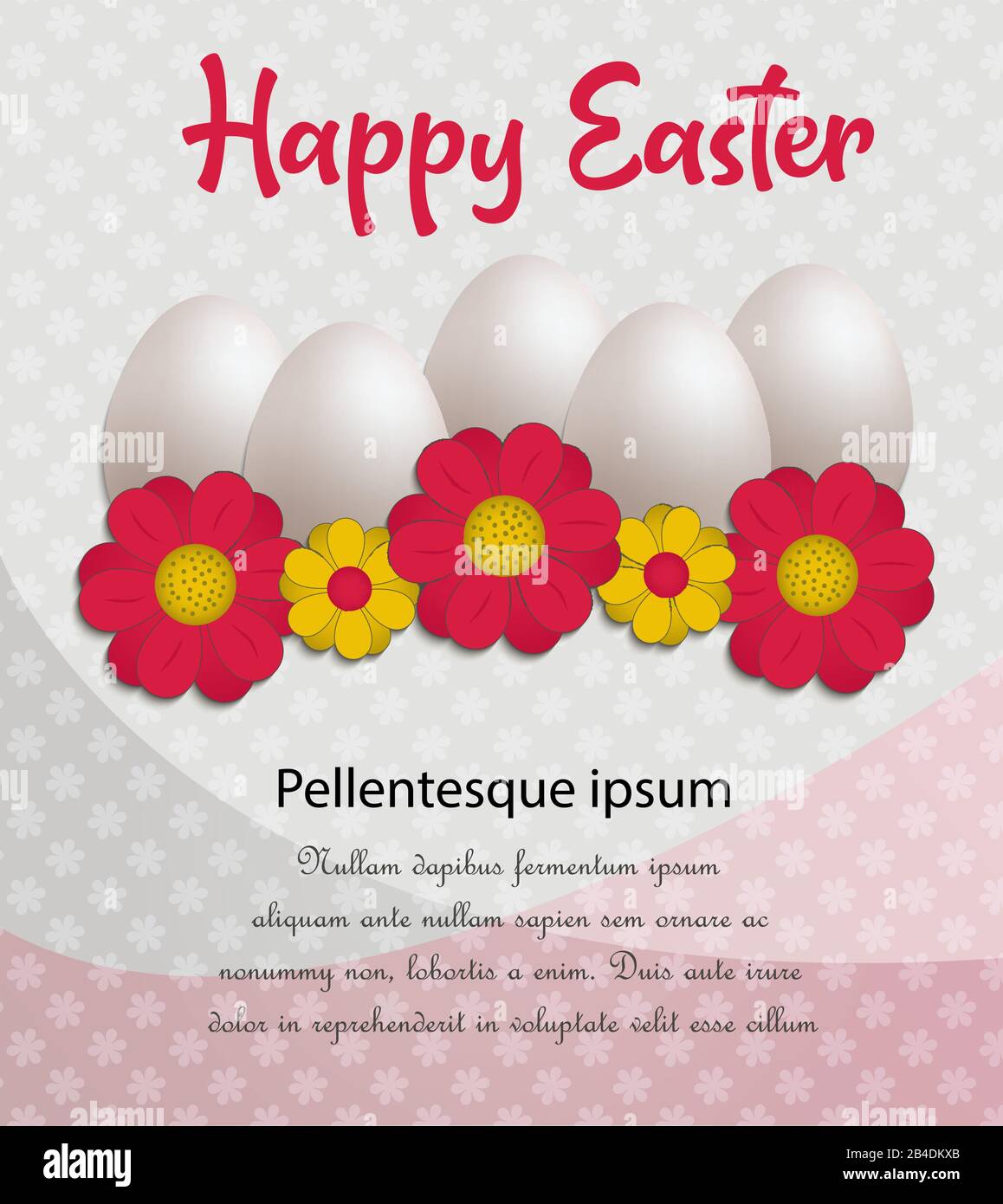 Easter greeting card, egg on congratulations, flowers background vector ...