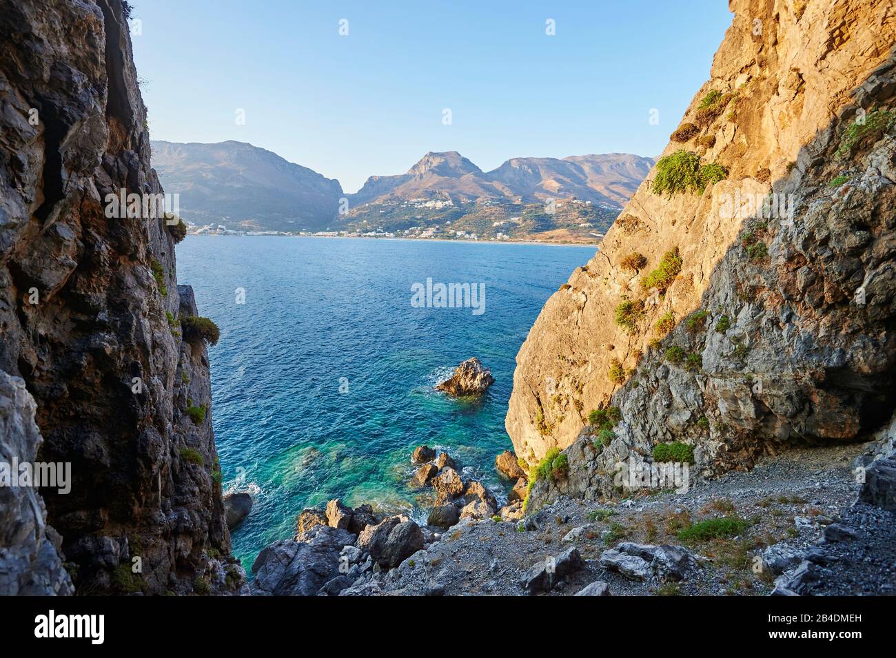 Landscape, rock face, view from cave on the Paligremnos beach ...