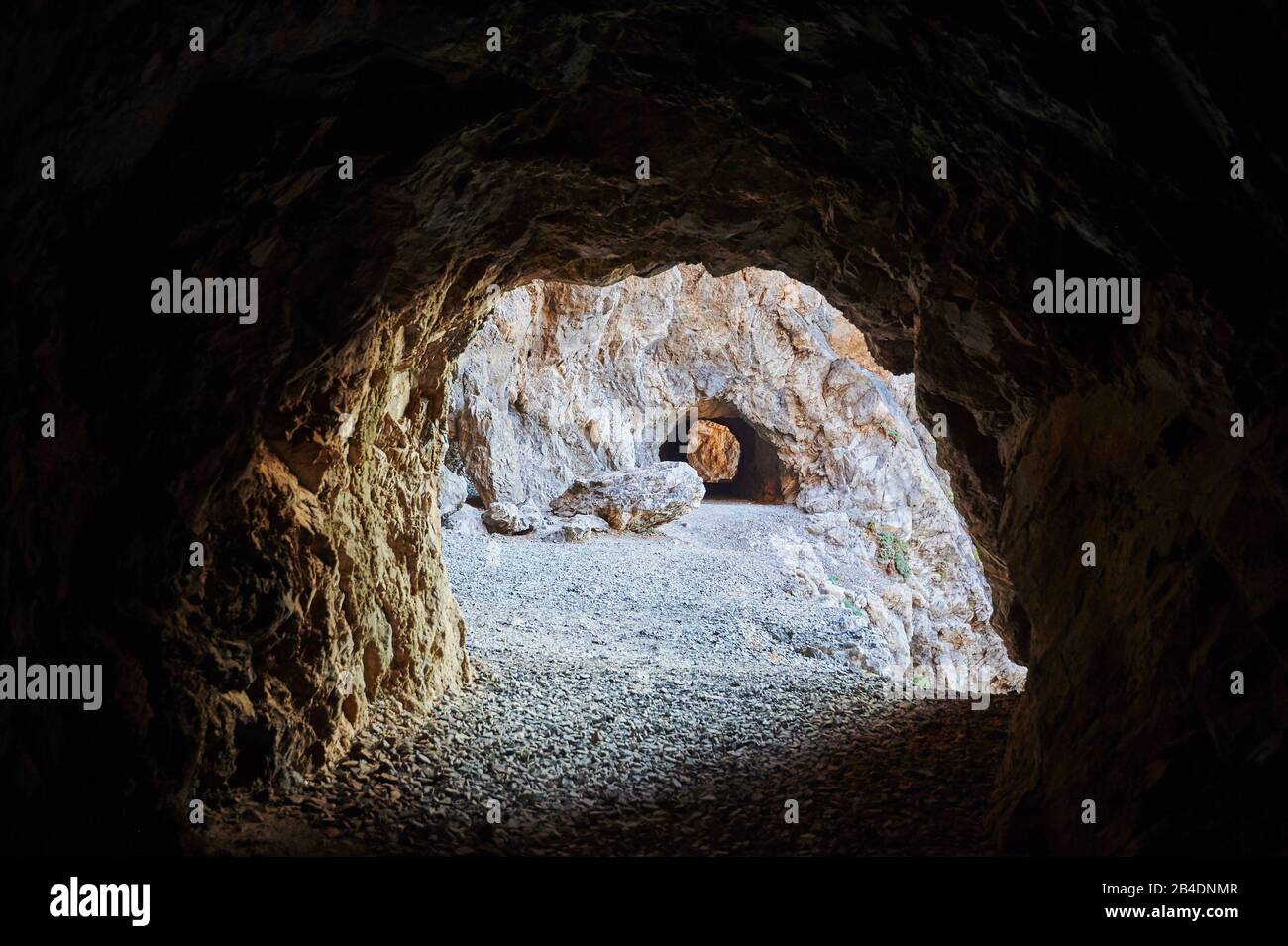 Landscape, rock wall, cave at Paligremnos beach, Crete, Greece Stock ...
