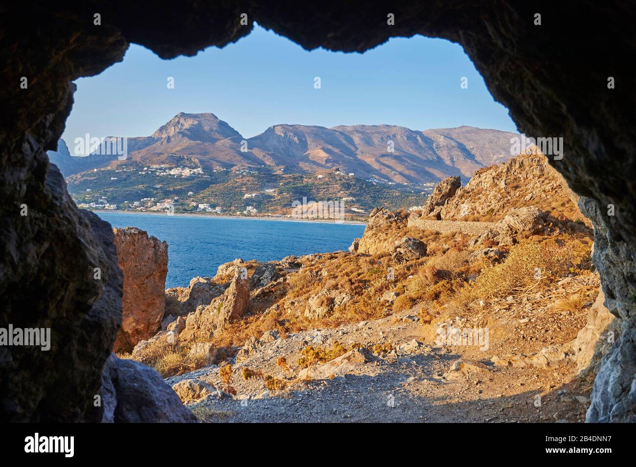 Landscape, rock face, view from cave on the Paligremnos beach ...