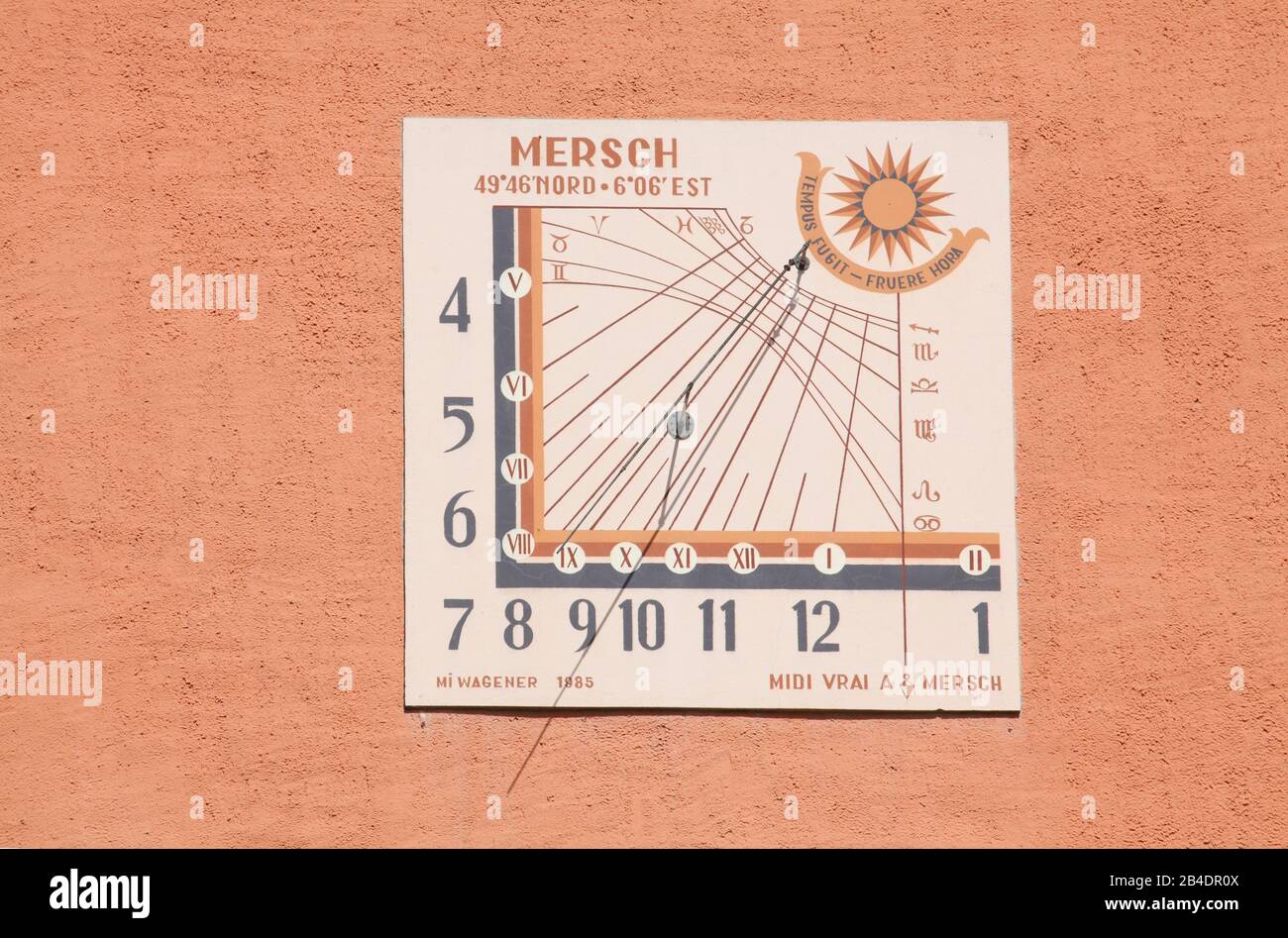 Old sundial at the castle, Mersch, Luxembourg, Europe Stock Photo - Alamy