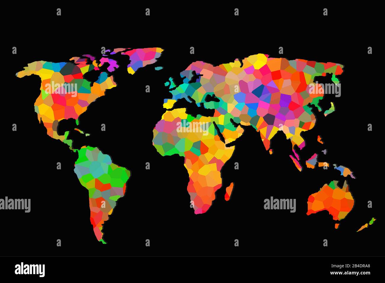 Roughly outlined world map with a colorful background patterns Stock ...
