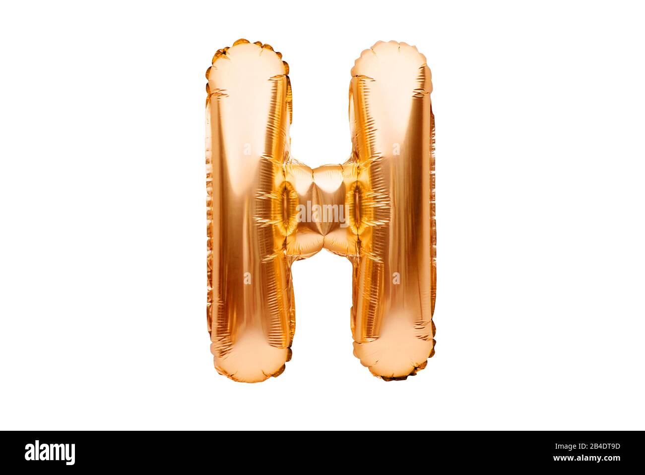 Letter H made of golden inflatable helium balloon isolated on white ...