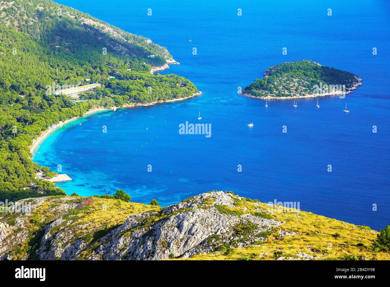 Formentor beach and coastline, top view, Mallorca, Balearic Islands ...
