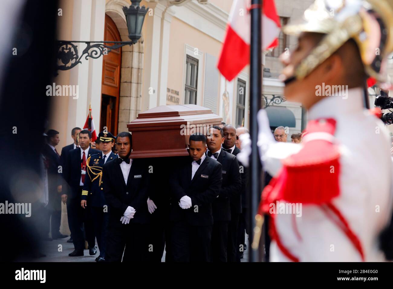 Lima, Peru. 6th Mar, 2020. Authorities, relatives and friends attend ...