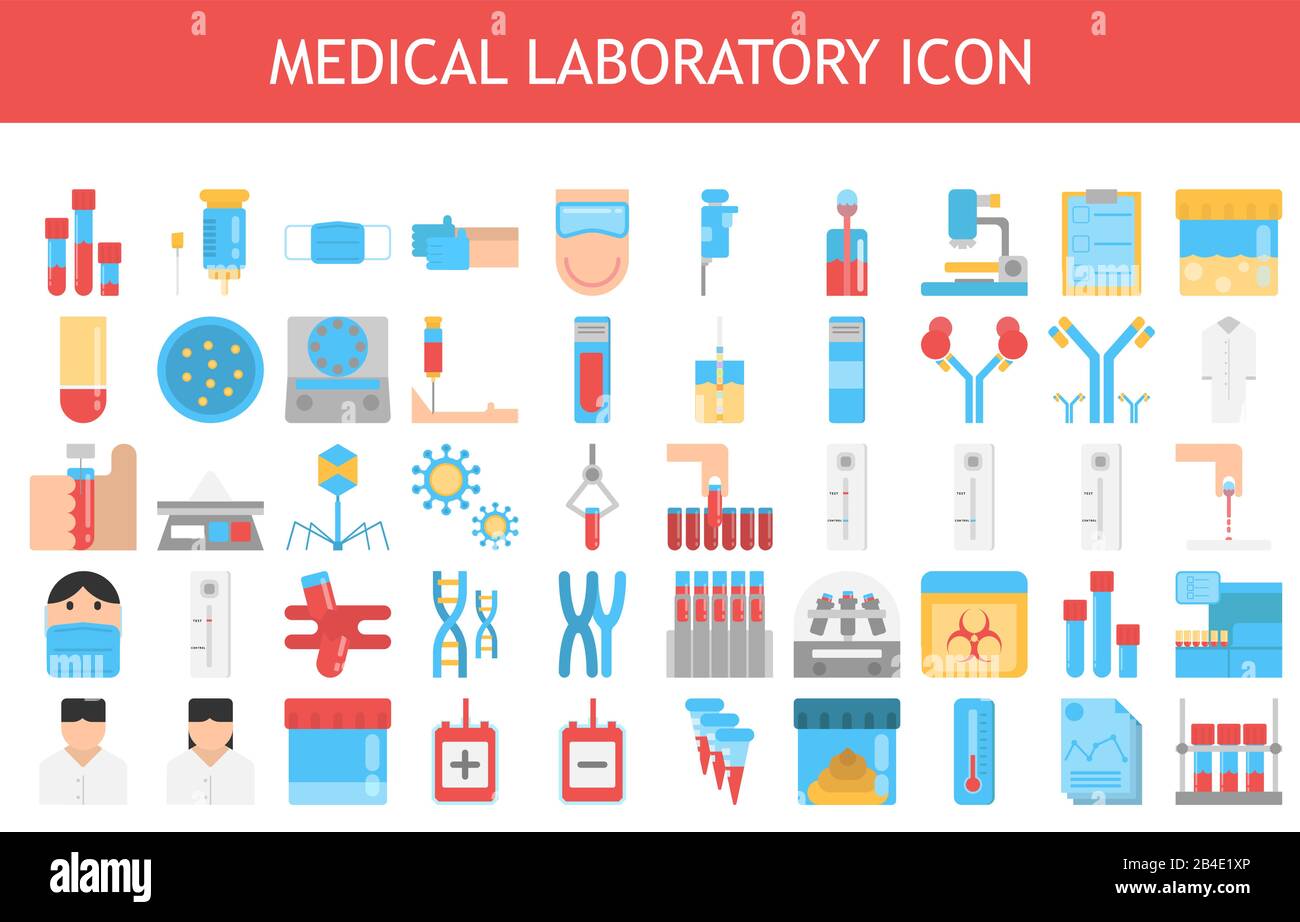 Medical science vector illustration flat icon set Stock Vector Image ...