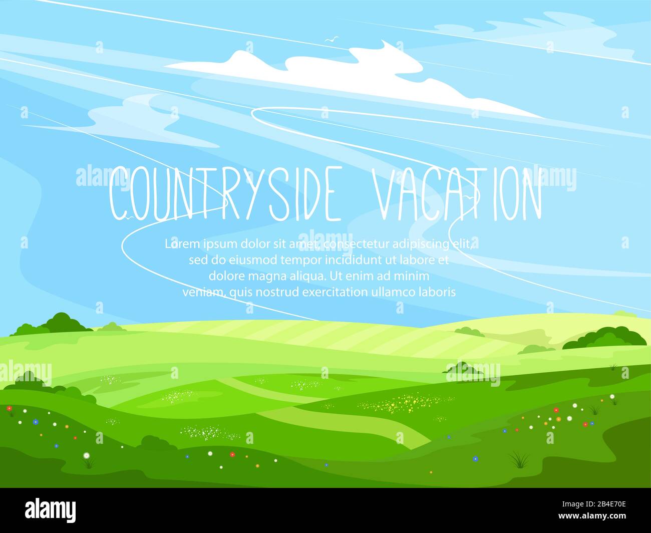 Rural green countryside field Stock Vector Images - Alamy