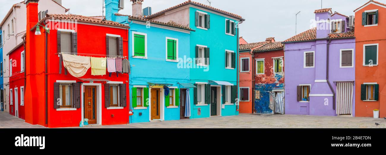 Colorfully painted houses, Burano, Venice, Veneto, Italy, Europe Stock ...