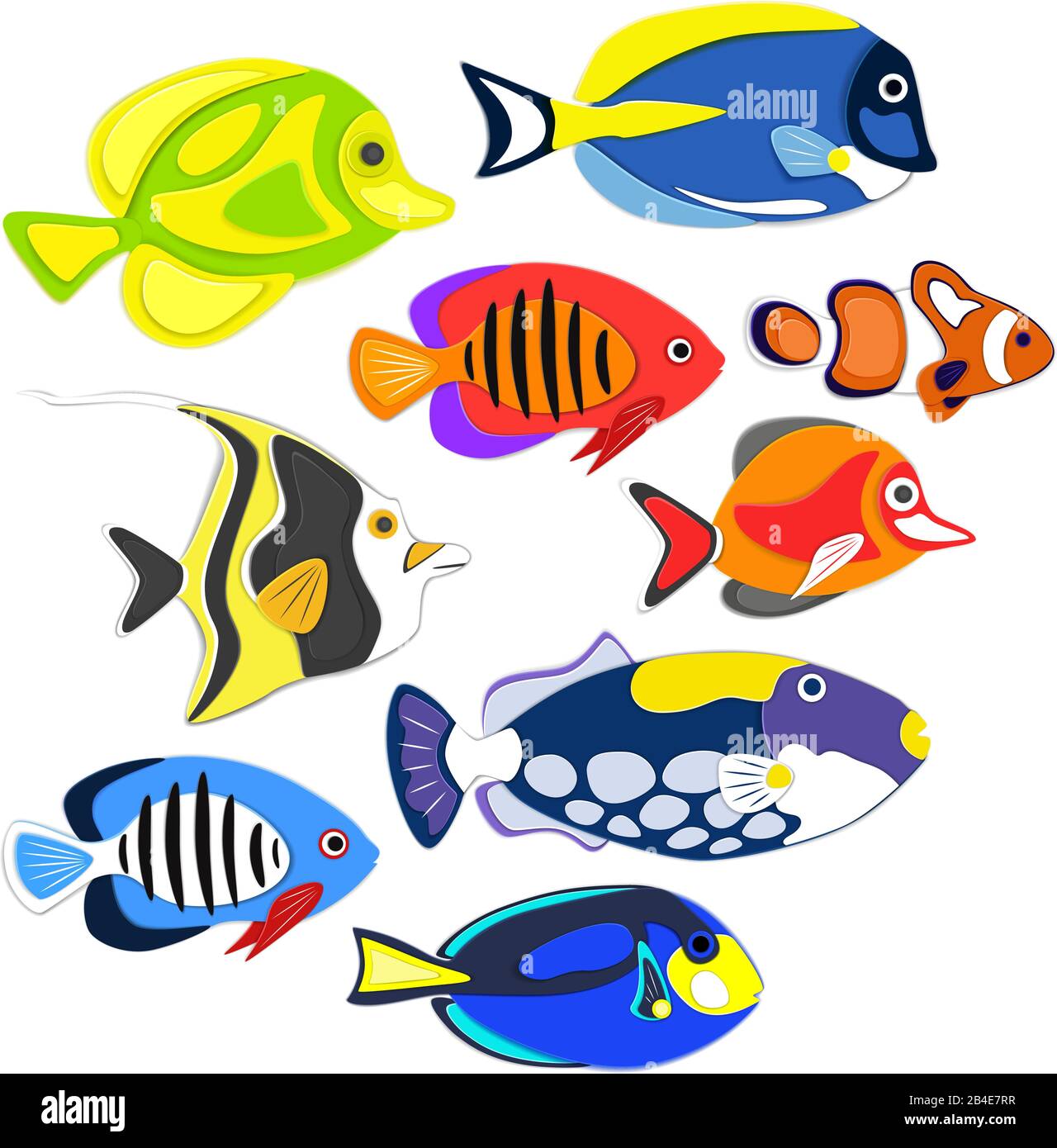 Reef fishes in paper art style Stock Vector Image & Art - Alamy