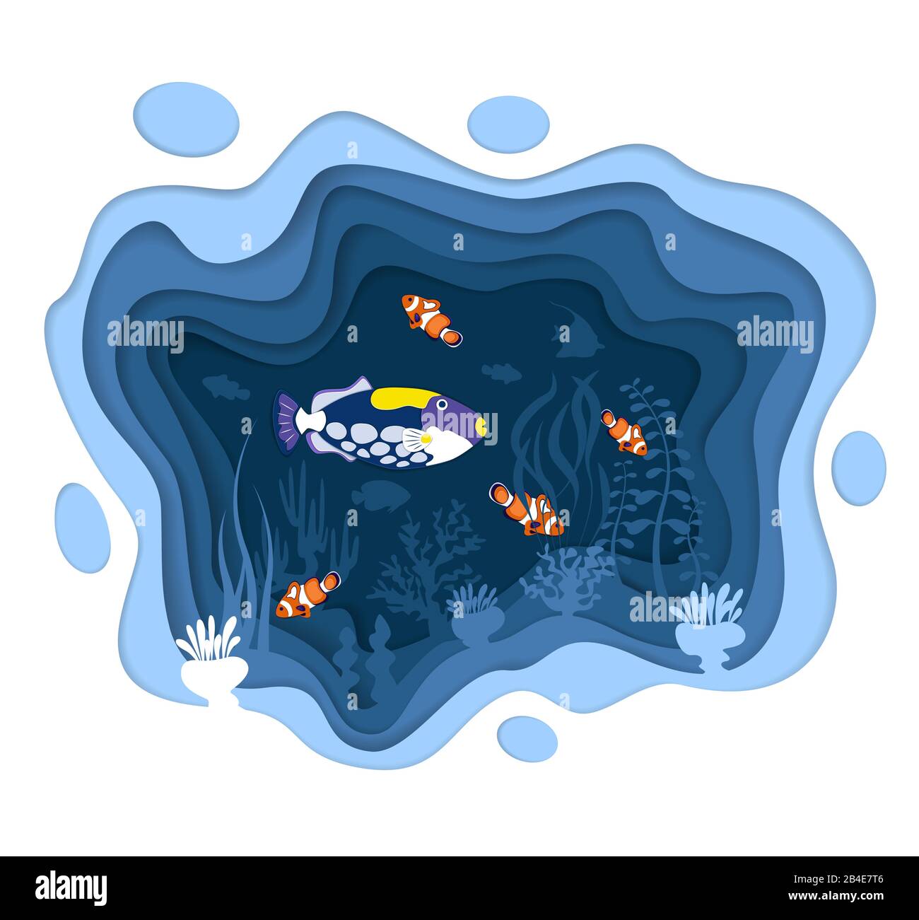 Underwater world design with coral reef fishes Stock Vector Image & Art ...