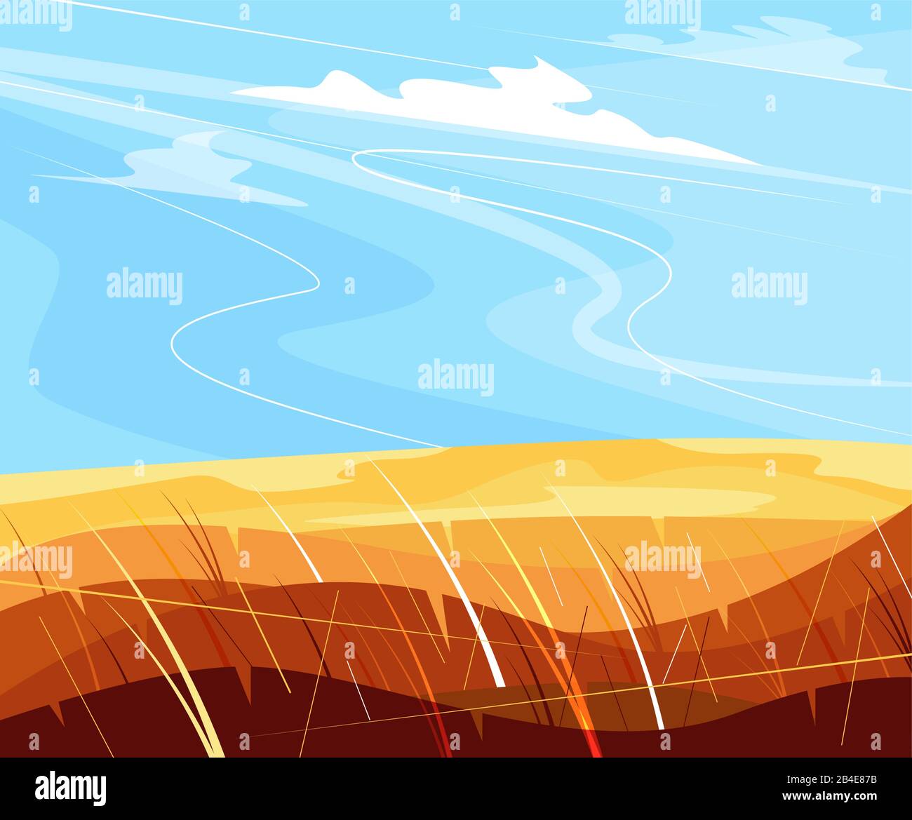 Agriculture landscape wheat field Stock Vector Images - Alamy