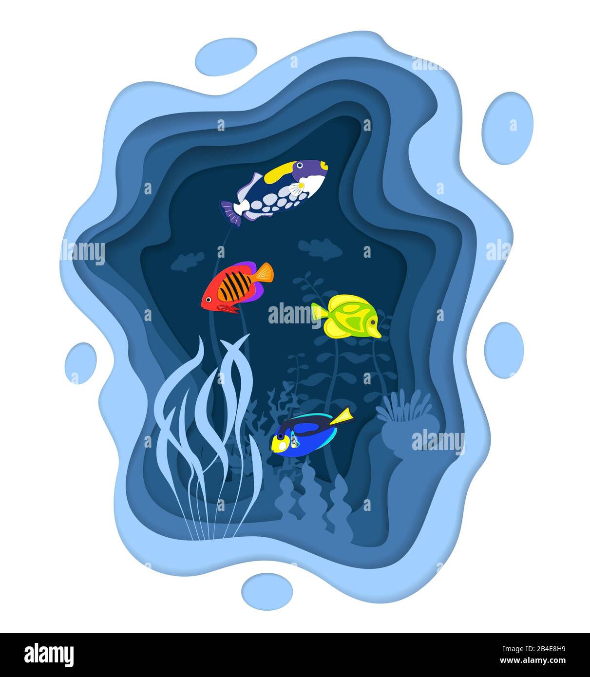 Underwater world design with coral reef fishes Stock Vector Image & Art ...