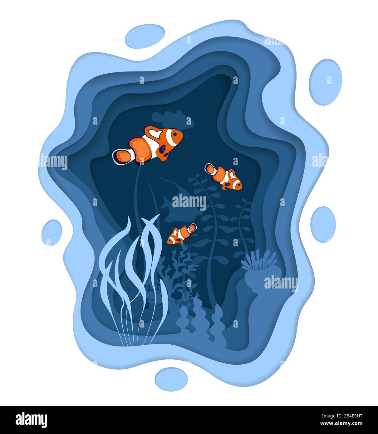 Underwater world design with coral reef fishes Stock Vector Image & Art ...