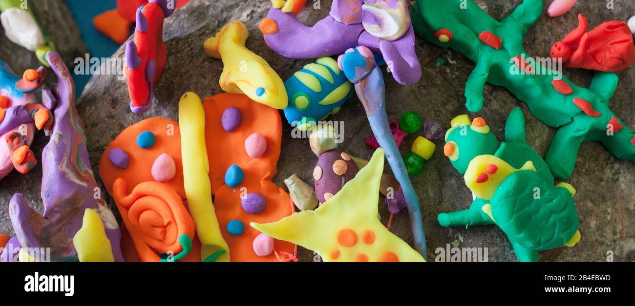 Little sea animals made with playdough. Manual arts workshop for ...