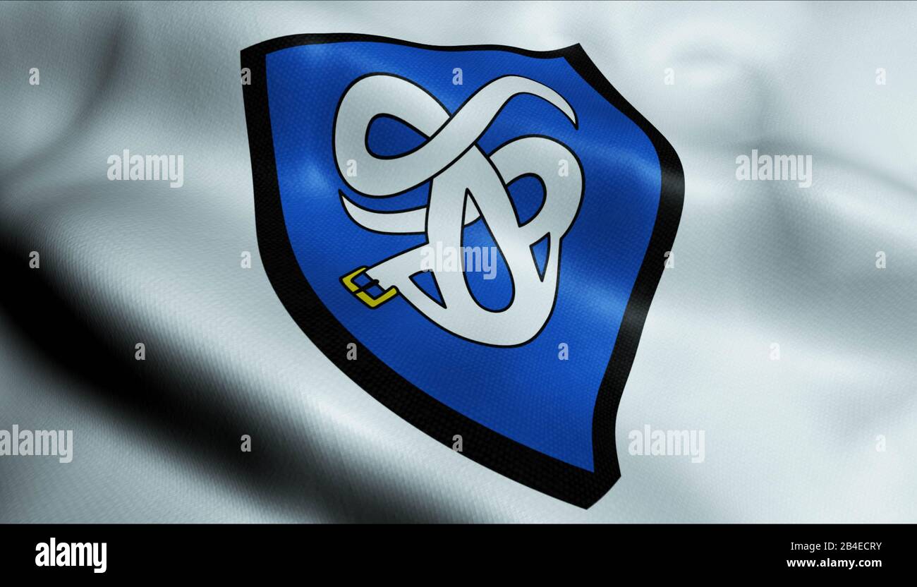 3D Illustration of a waving coat of arms flag of Haltern am See ...