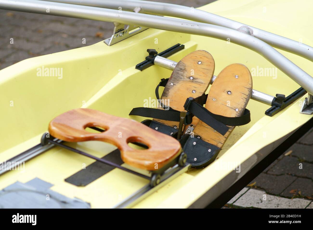 The close-up of a rowing boat's seats in rowing Stock Photo - Alamy