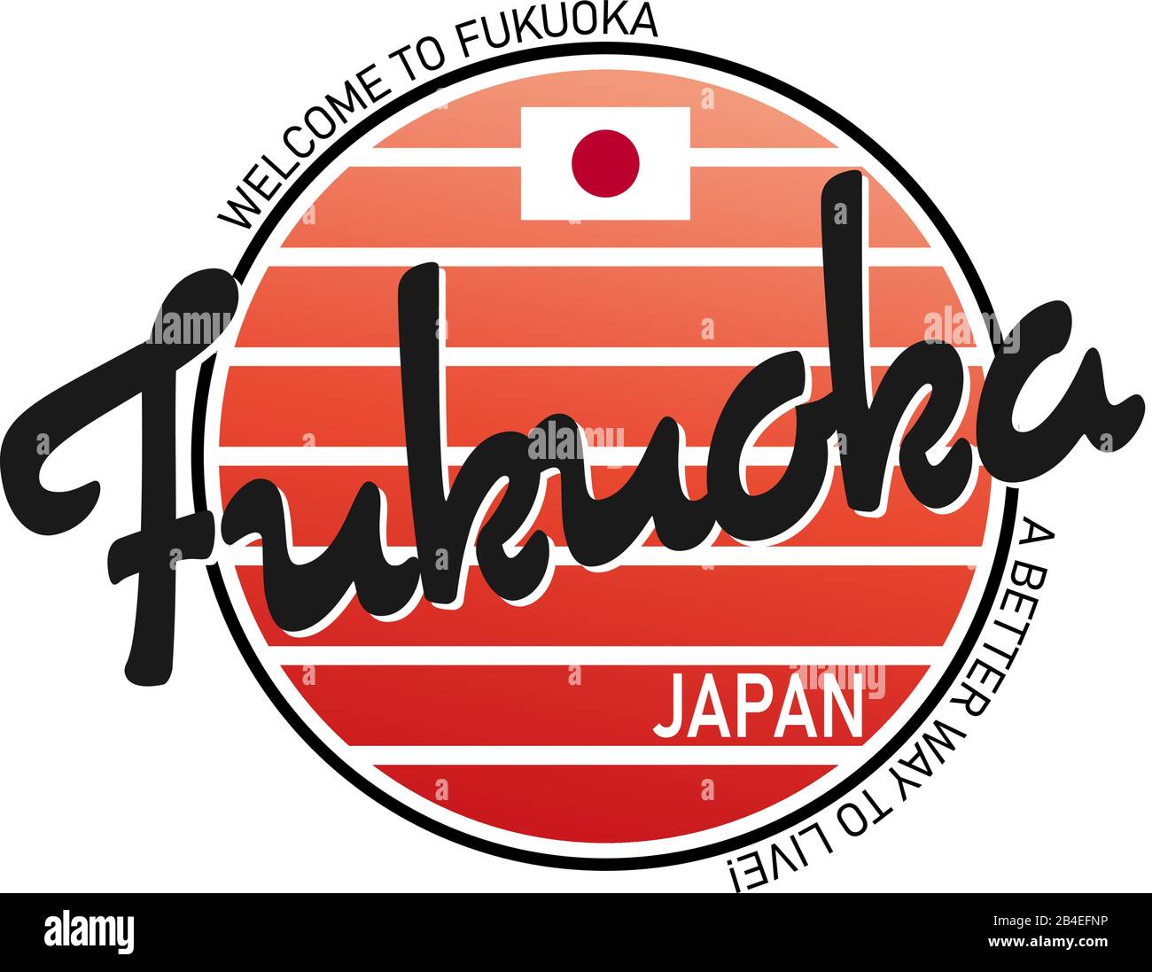 Fukuoka. Japanese city. Vector logo sign on a white background Stock ...