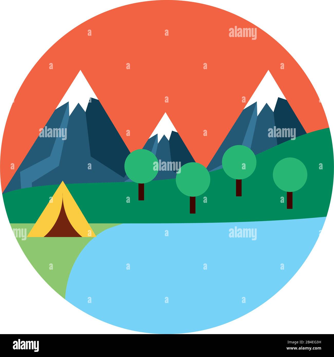 landscape scene with camping tent flat style icon Stock Vector Image ...