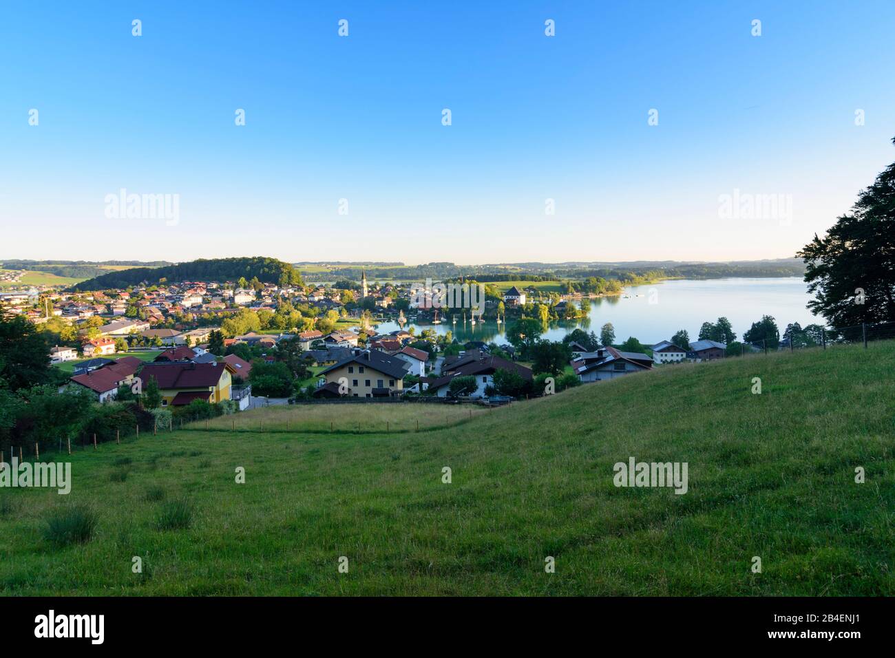 Mattsee, town and lake Mattsee, collegiate church, castle Schloss ...
