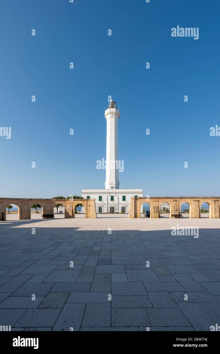 Santa Maria di Leuca, Salento, Apulia, Italy, Europe. The lighthouse of ...