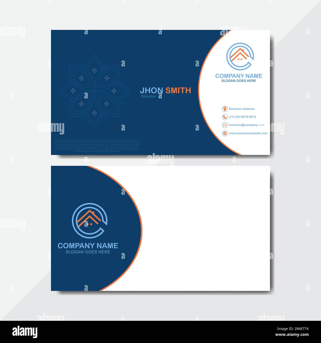 Double-sided business card template. Flat Design Vector Illustration ...