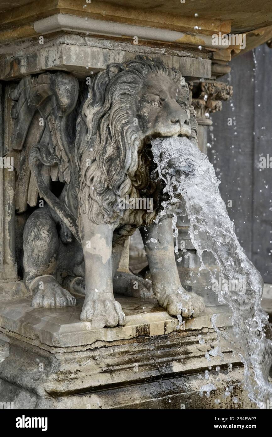 Lion statue spitting water hi-res stock photography and images - Alamy