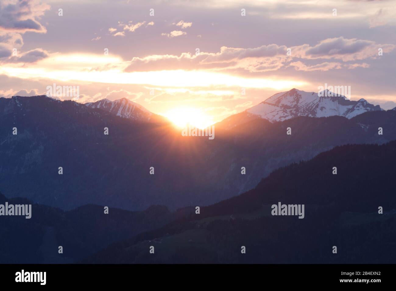 Austria, Wilder Kaiser, sunset Stock Photo - Alamy