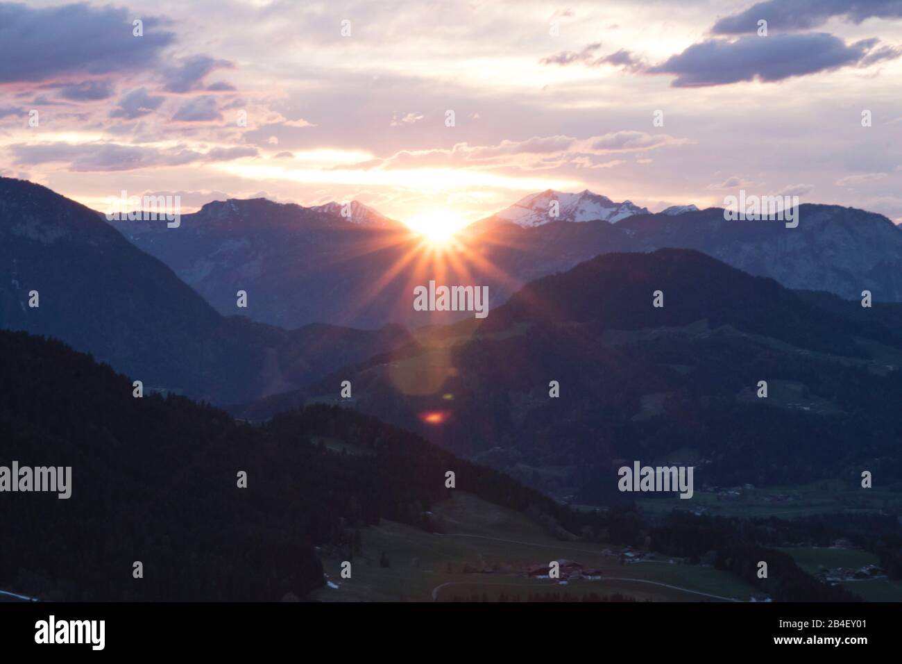 Austria, Wilder Kaiser, sunset Stock Photo - Alamy