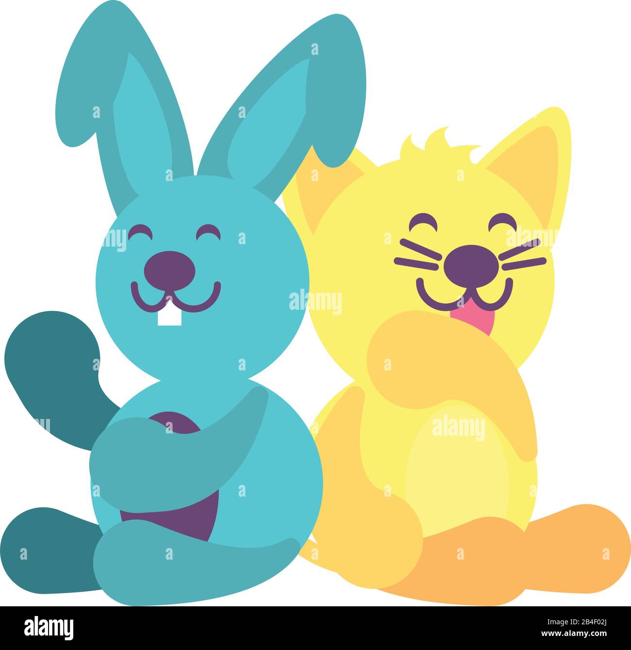 rabbit and cat on white background, baby toys vector illustration ...