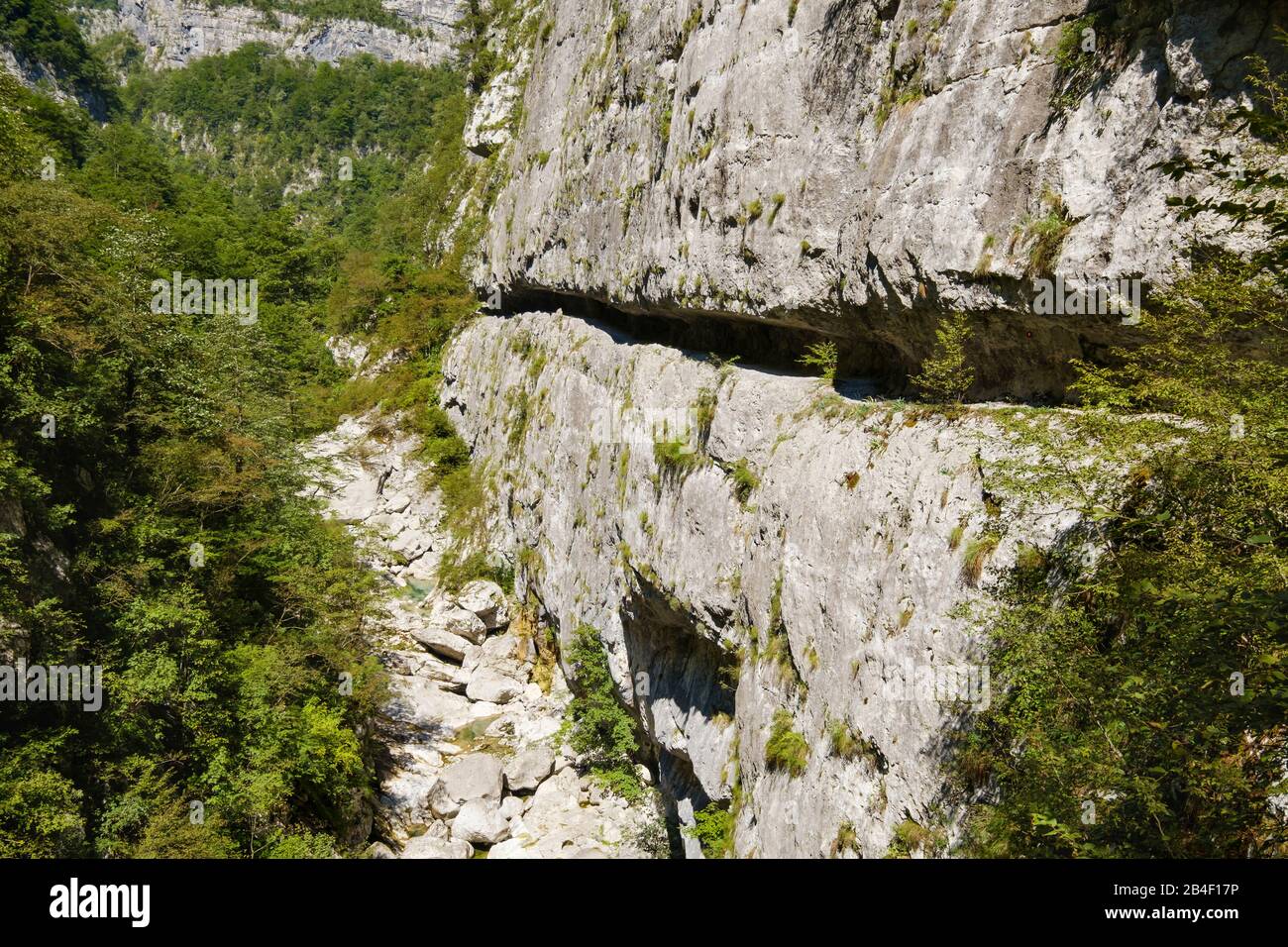 Hiking trail in the rock, Mrtvica Canyon, at Kolasin, Montenegro Stock ...