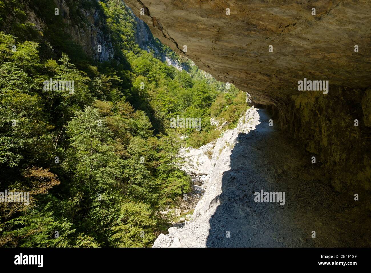 Hiking trail in the rock, Mrtvica Canyon, at Kolasin, Montenegro Stock ...