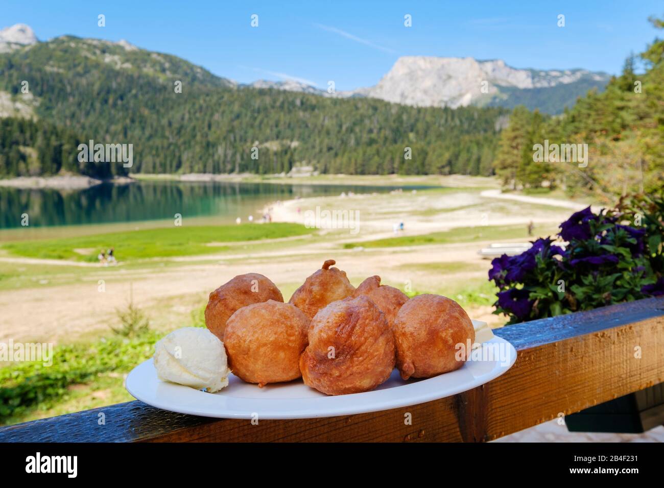 Crnogorske priganice, fried yeast dough balls, breakfast, Crno jezero ...