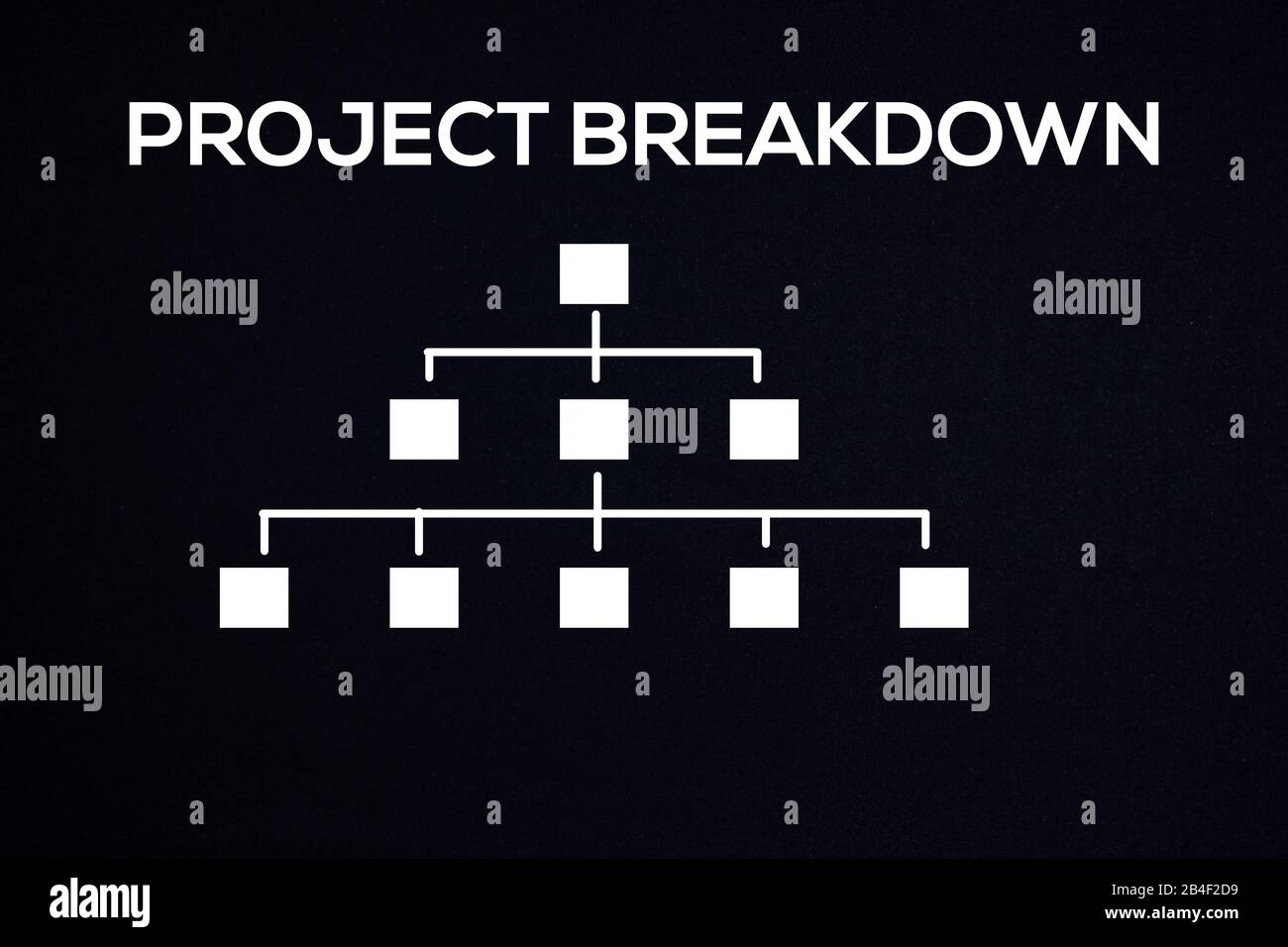 Project Breakdown and graphic write on dark black background Stock ...