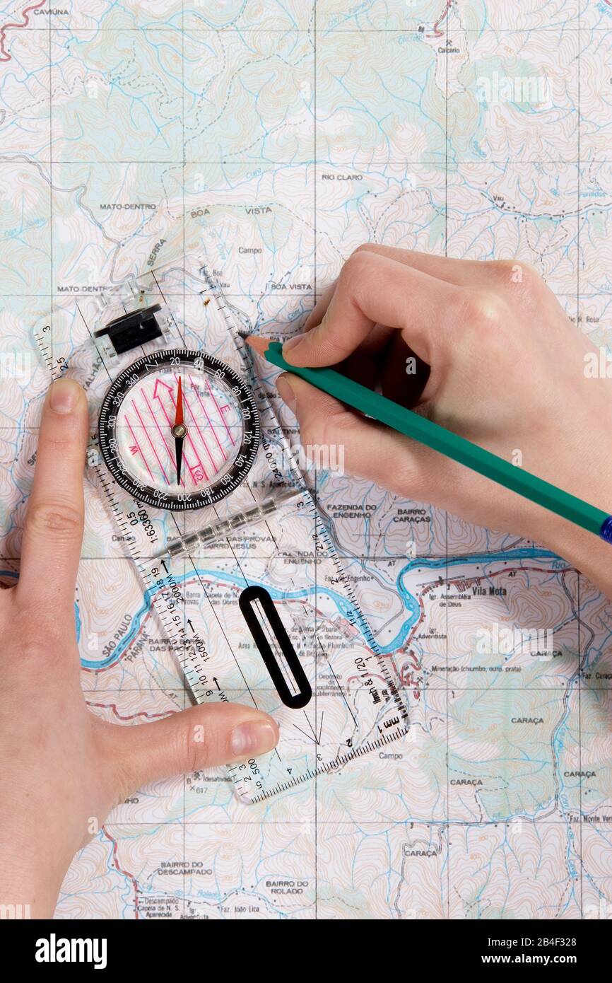 Brazil map compass hi-res stock photography and images - Alamy